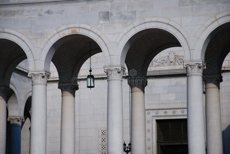 Neoclassical Arches at the Los Angeles City Hall Stock Image - Image of ...