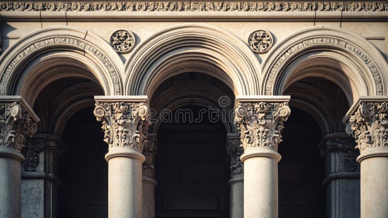 Neoclassical Architectural Columns with Intricate Details Stock Image ...