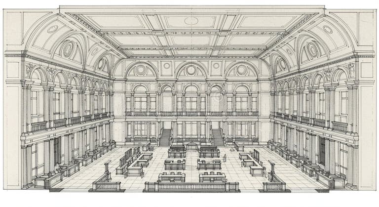 Neoclassical Architectural Design of an Expansive Interior Hall ...