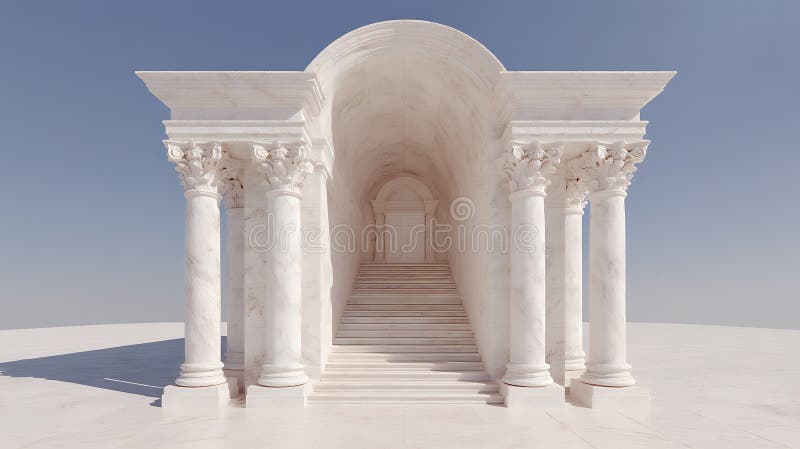 Neoclassical Architectural Structure Features an Entrance with a Series ...