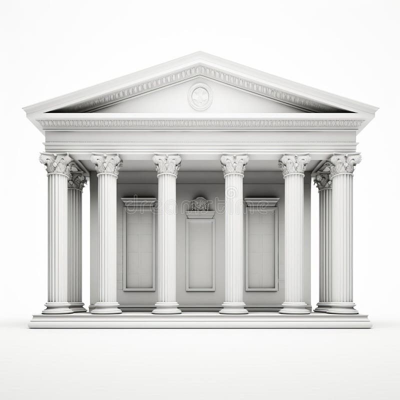 Neoclassical Architecture with Triangular Roof and Columns Isolated ...