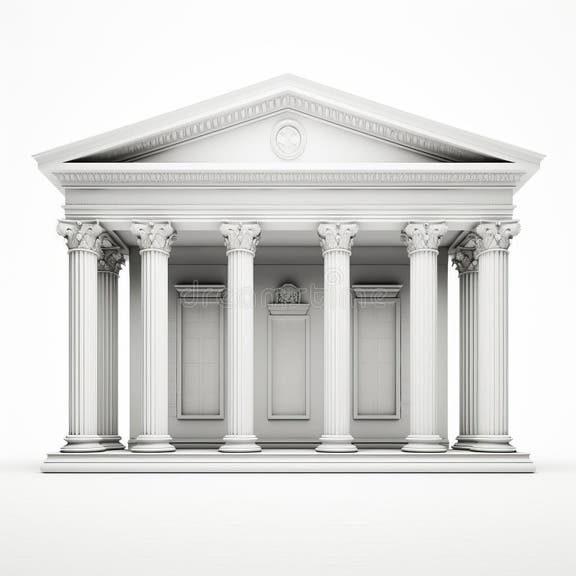 Neoclassical Architecture with Triangular Roof and Columns Isolated ...