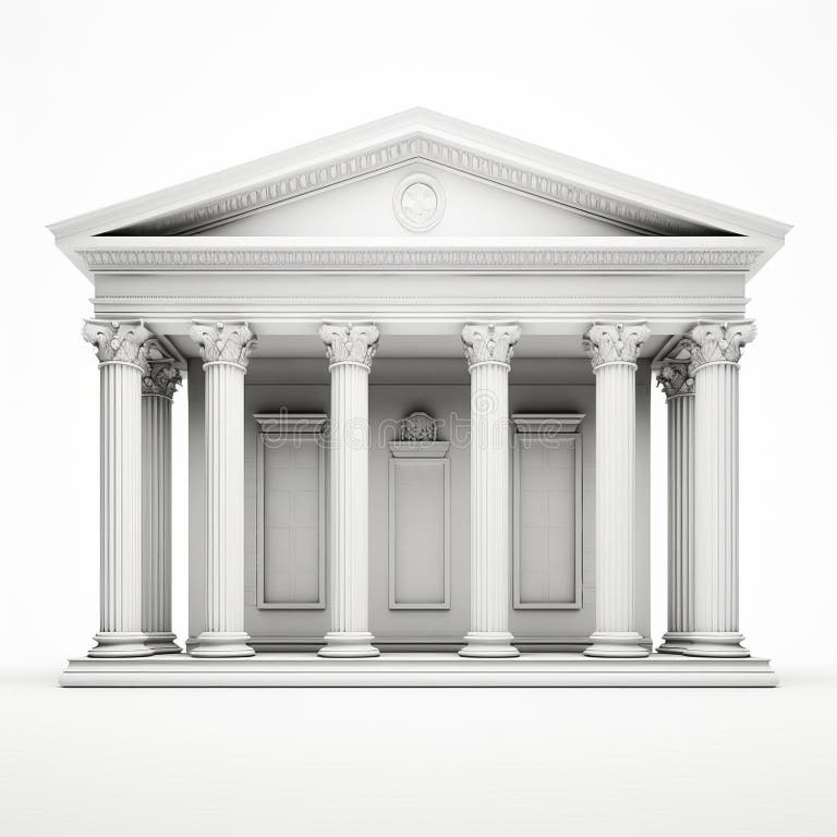 Neoclassical Architecture with Triangular Roof and Columns Isolated ...