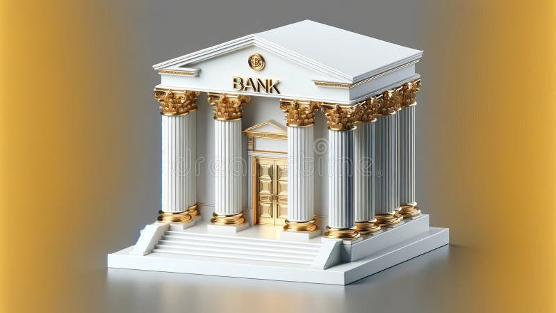 Neoclassical Bank Building with Luxurious Gold Details Stock Image ...