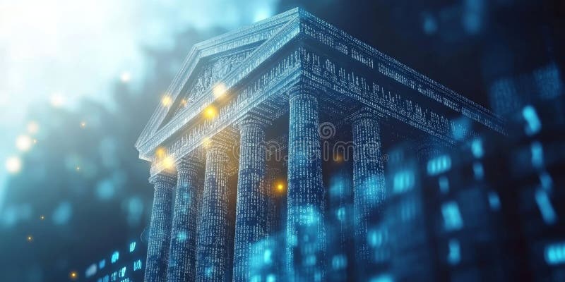 Neoclassical Bank Building Merging with Technology, Fintech, and ...