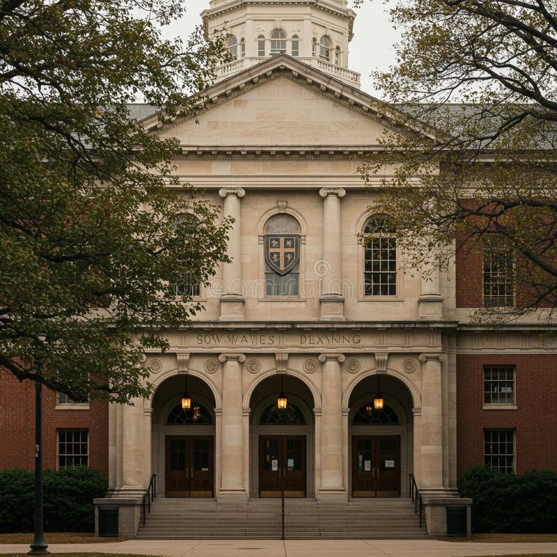 Neoclassical Building Featuring a Symmetrical Facade with Three Large ...