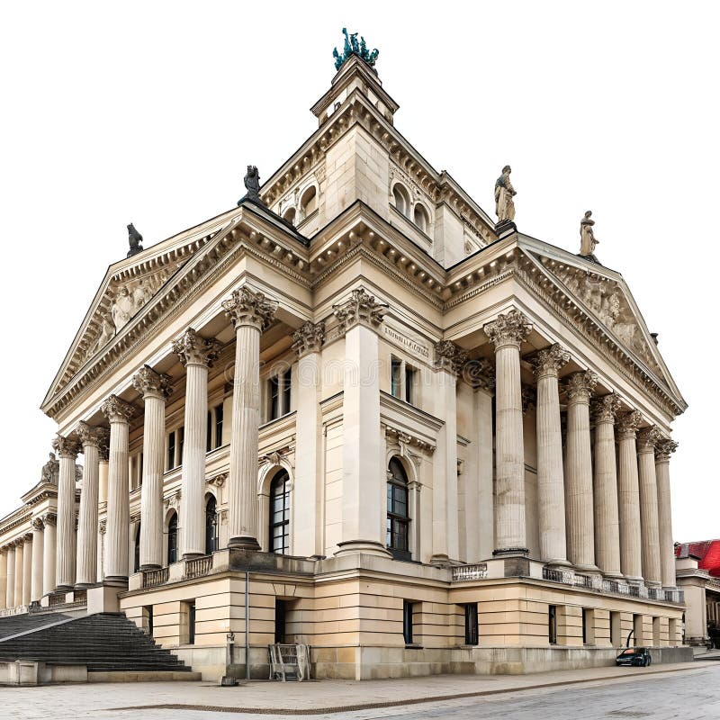 Neoclassical Building Isolated on White Background Stock Illustration ...