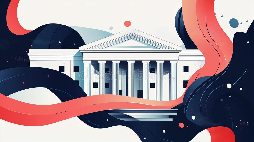 Neoclassical Building with a White Facade, Highlighted by Six Columns ...