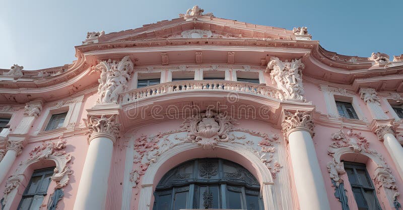 Neoclassical Elegance: Delicate Floral Corn Icing on a Grand Building ...
