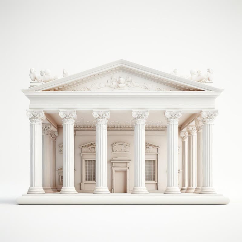 Neoclassical Grand White Building with Triangular Roof Design Stock ...