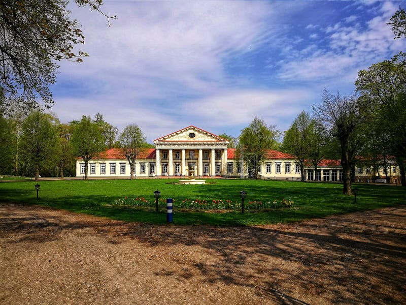 Neoclassical Style Mansion Symmetrical Facade Central Pediment Stock ...