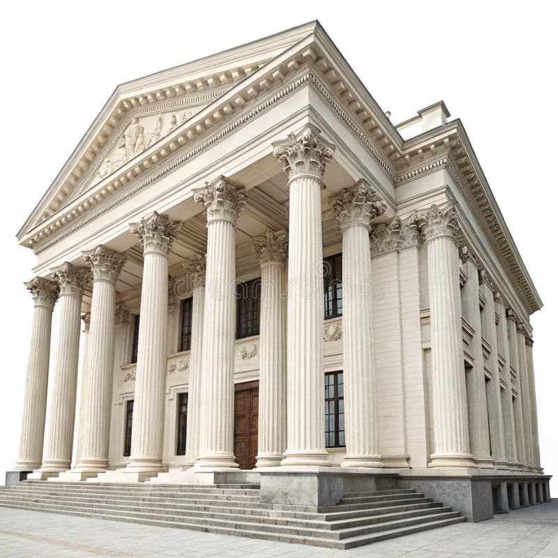 Neoclassical School Building with Four Columns Stock Illustration ...