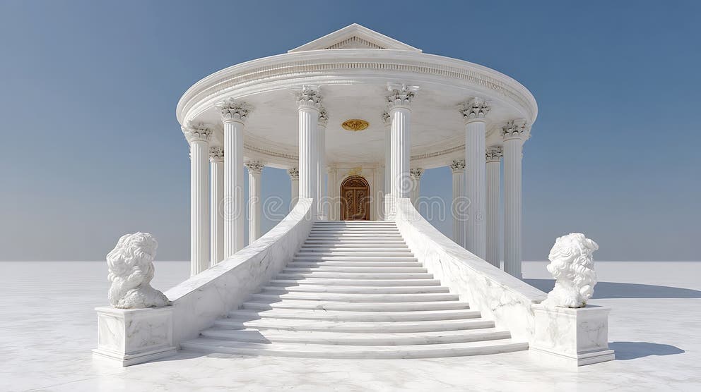 Neoclassical Structure with a Circular Design Featuring Tall, White ...