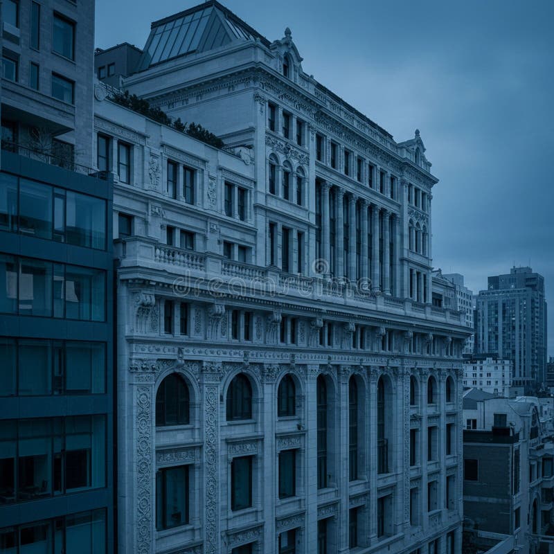 Neoclassical Style Building with Ornate Stonework Featuring Columns and ...