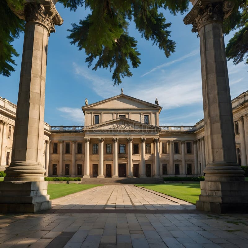 Neoclassical University Building Courtyard Columns Statue Stock Photos ...