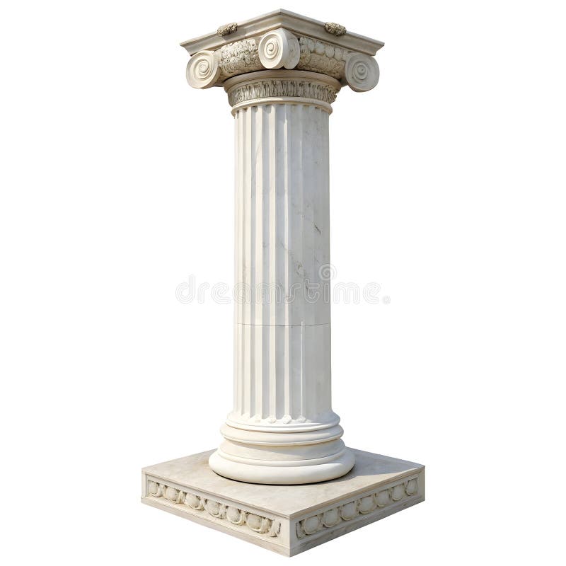 Neoclassical White Stone Column Isolated on White Background Stock ...