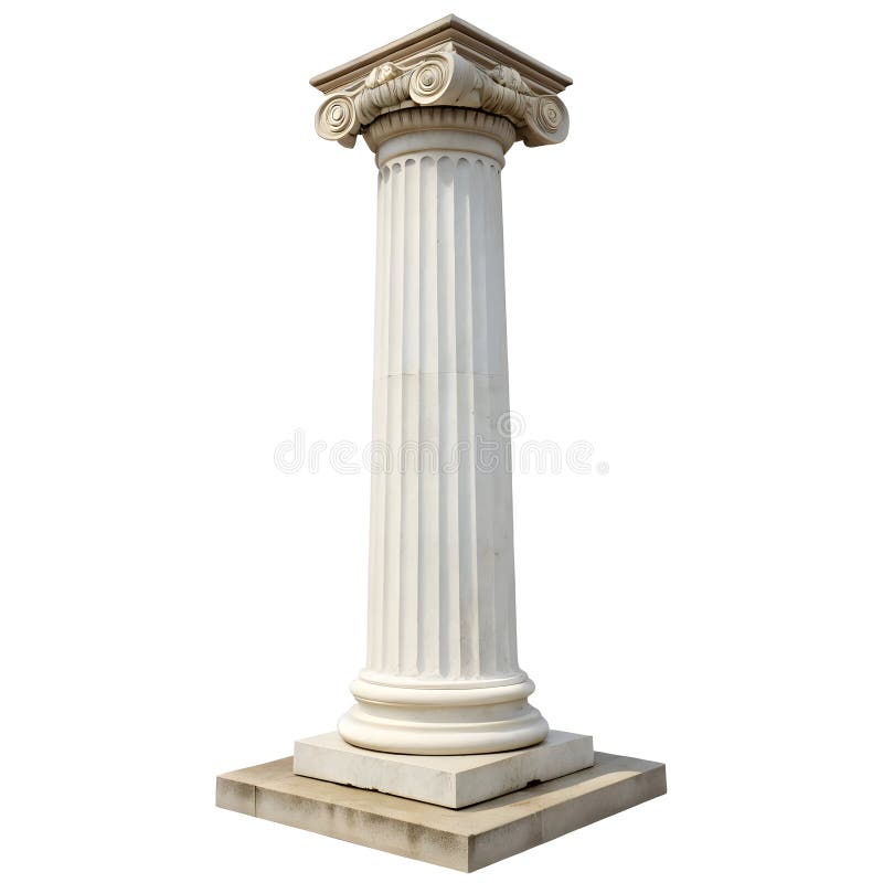 Neoclassical White Stone Column Isolated on White Background Stock ...