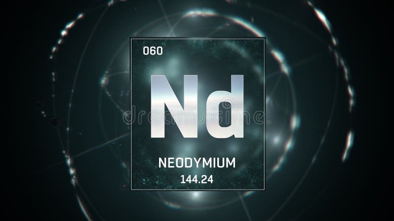 Neodymium As Element 60 of the Periodic Table 3D Illustration on Green ...