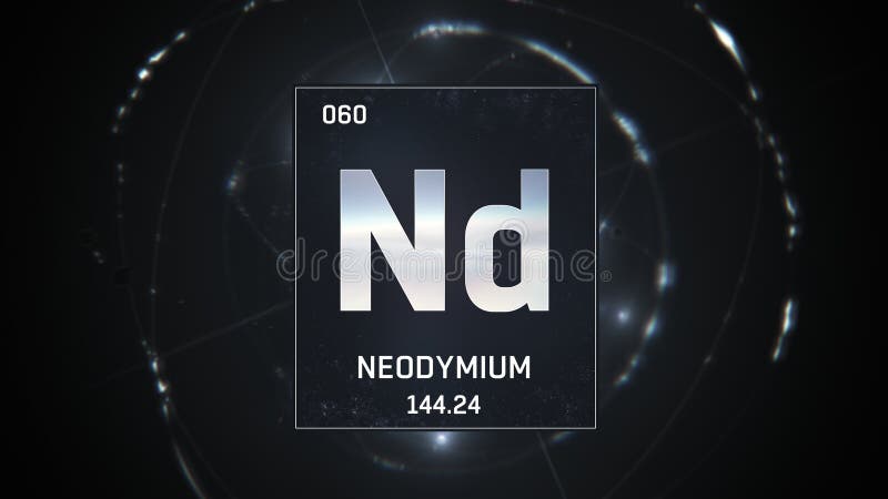 Neodymium As Element 60 of the Periodic Table 3D Illustration on Green ...