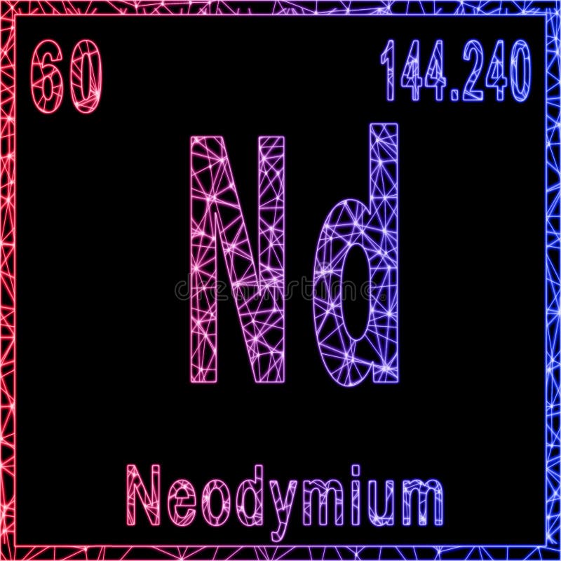 Neodymium Nd Chemical Element. Neodymium Sign with Atomic Number ...