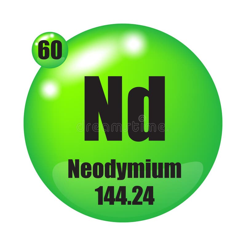 Neodymium Icon. Nd Chemical Element. Atomic Number 60. Mass 144.24 ...