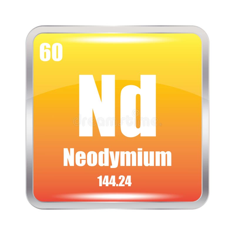Neodymium Icon. Nd Chemical Element. Atomic Number 60. Mass 144.24 ...