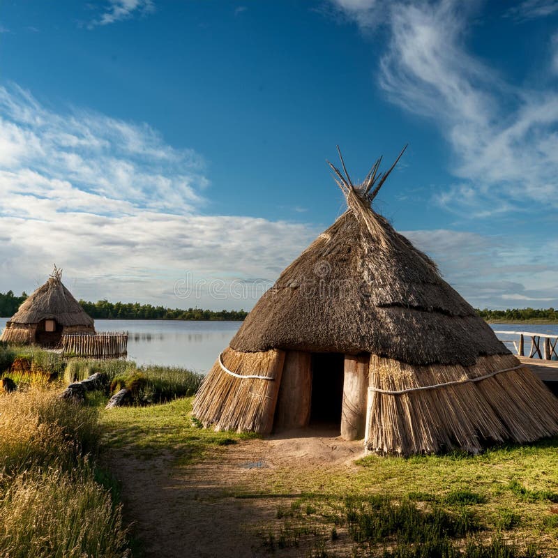 Neolithic Pile Dwellings, AI Generated Stock Illustration ...