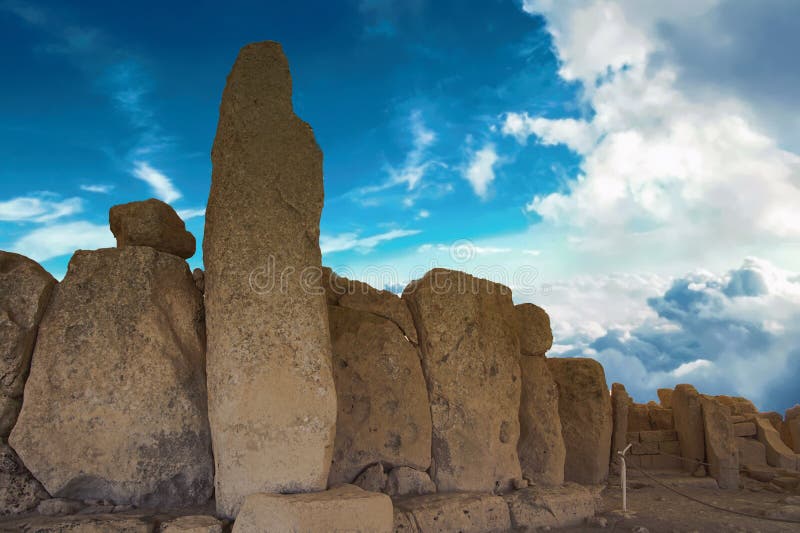 Neolithic Temples of Hagar Qim Stock Image - Image of hagar, huge ...