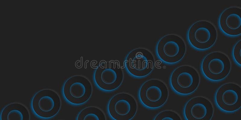 Neomorphic Black Background with Concave C Circles with Blue Neon ...