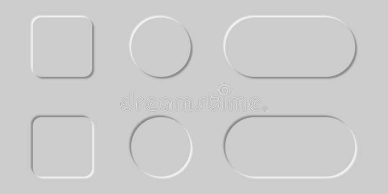 Neomorphic buttons set stock vector. Illustration of shade - 211436462