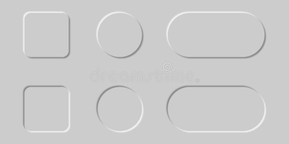 Neomorphic buttons set stock vector. Illustration of shade - 211436462