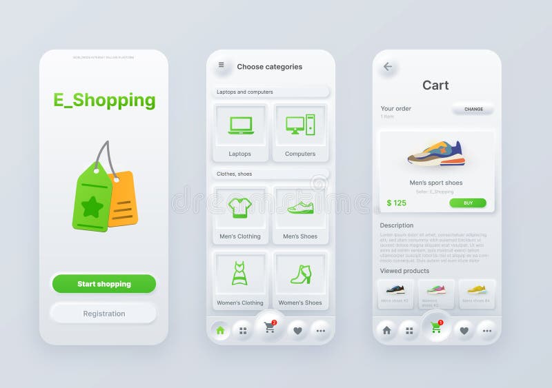 Mobile App Shopping Cart Screens Stock Illustrations – 83 Mobile App ...