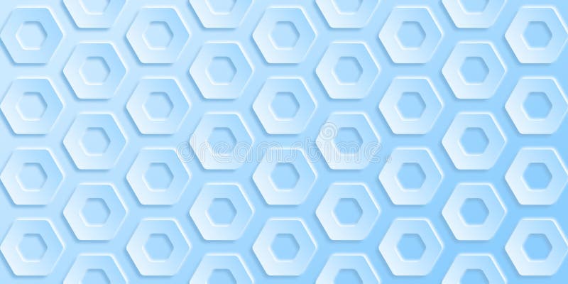 Neomorphic Light Blue Background with Concave Hexagons with Blue Neon ...