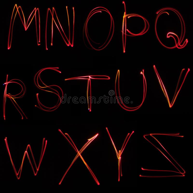 Alphabet Light Neon Writing Long Exposure Stock Illustration ...