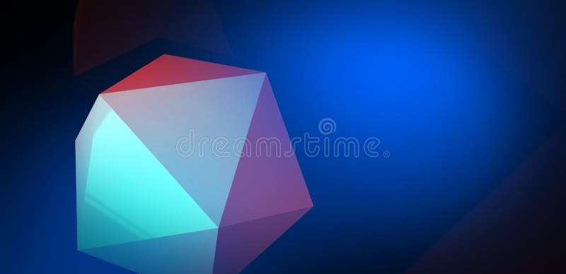 3d Render. Abstract Background with a Polygon, Neon Light Stock ...