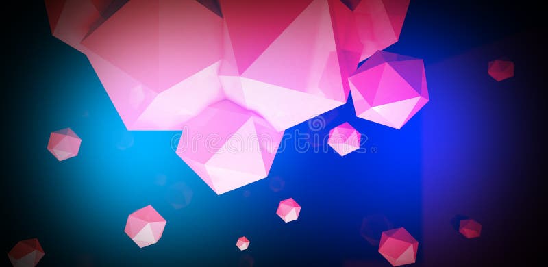 3d Render. Abstract Background with a Polygon, Neon Light Stock ...