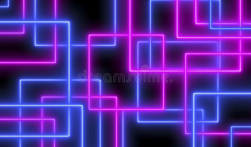 Neon Abstract Background. 3d Colored Neon Glow Laser Lines Illumination ...
