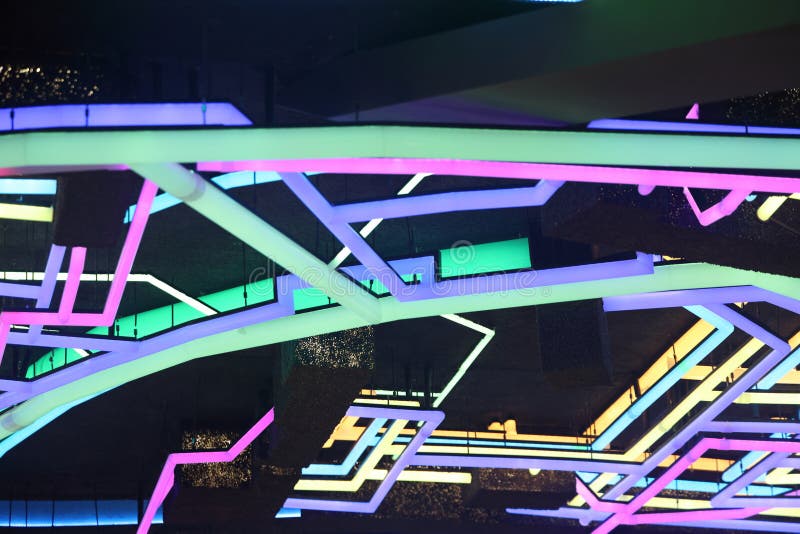 Neon Abstract Background. Abstract Neon Lights on the Ceiling of a ...