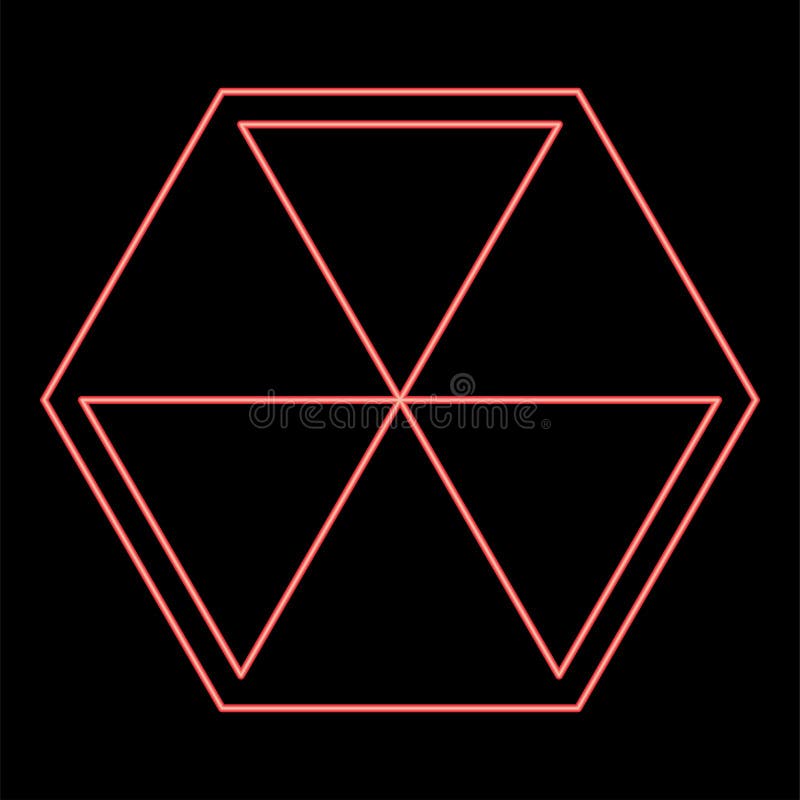 Neon Abstract Cube Shape Hexagon Box Red Color Vector Illustration ...