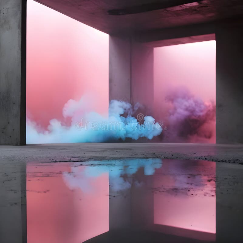 Neon Abstract Scene Background Featuring Reflections Stock Illustration ...