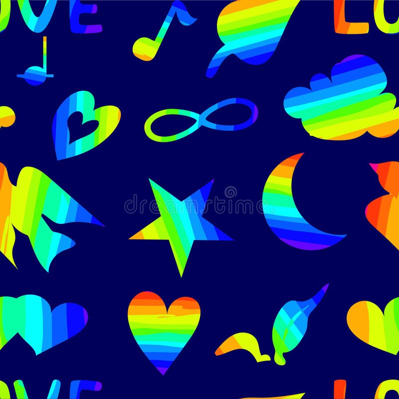 Neon Acid Colors Seamless Pattern with Heart Shape Stock Vector ...