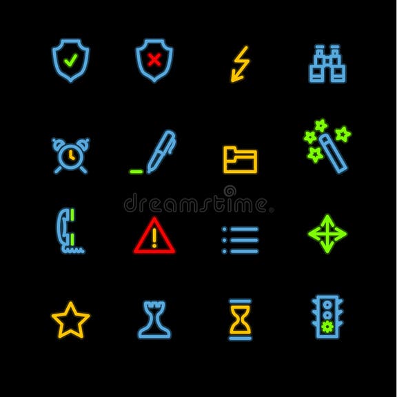 Neon administration icons stock vector. Illustration of internet - 3153881