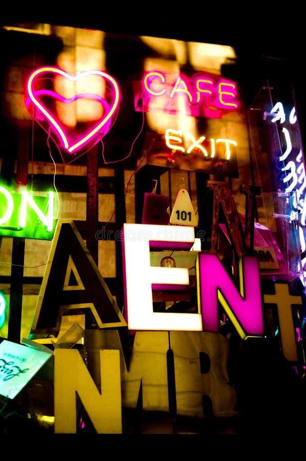 Neon advertising stock photo. Image of light, shop, coffee - 53091746