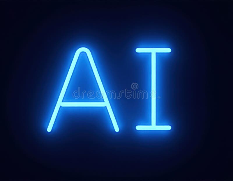 Neon AI Letters Glowing in the Dark Stock Illustration - Illustration ...