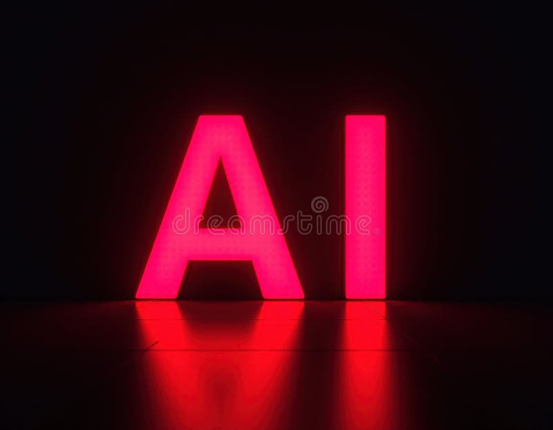 Neon AI Letters Glowing in the Dark Stock Image - Image of concept ...
