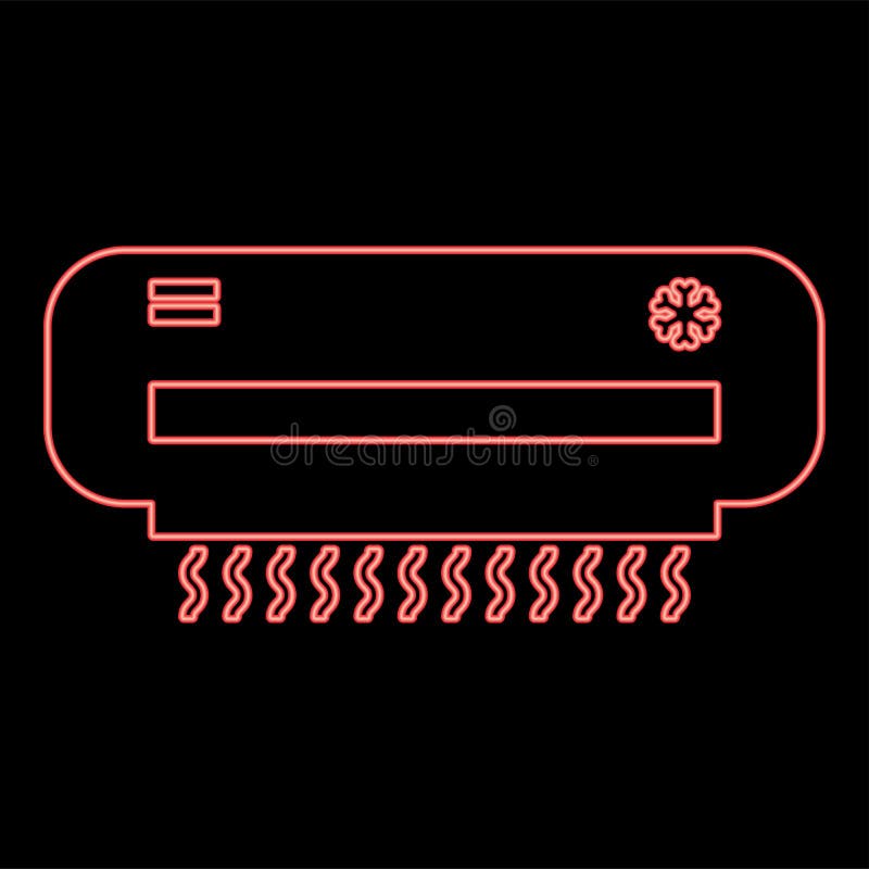 Neon Air Conditioner Red Color Vector Illustration Flat Style Image ...