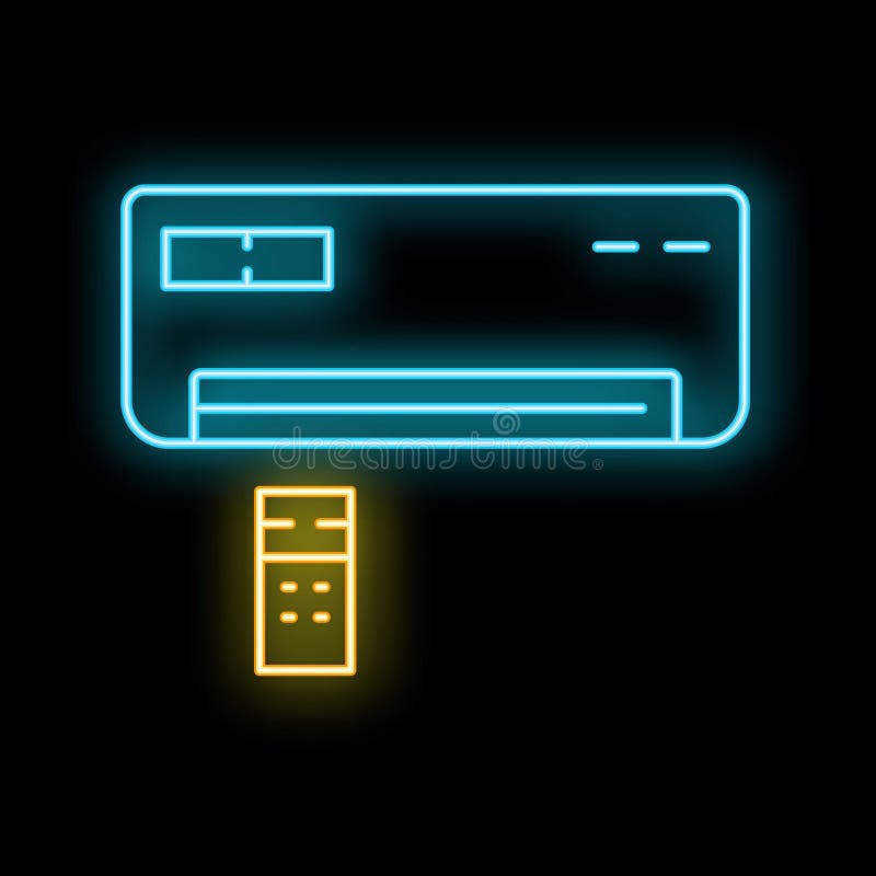 Neon Air Conditioner with Remote Control on the Wall at Night Stock ...
