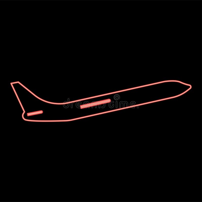 Neon Red Airplane Model Hologram Blueprint Stock Illustration ...