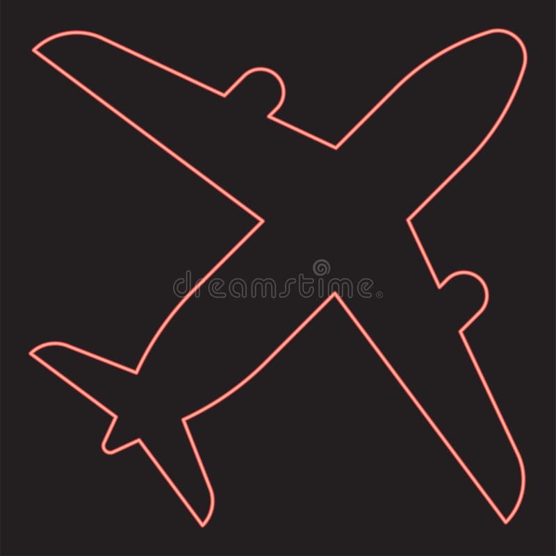 Neon Airplane Red Color Vector Illustration Flat Style Image Stock ...