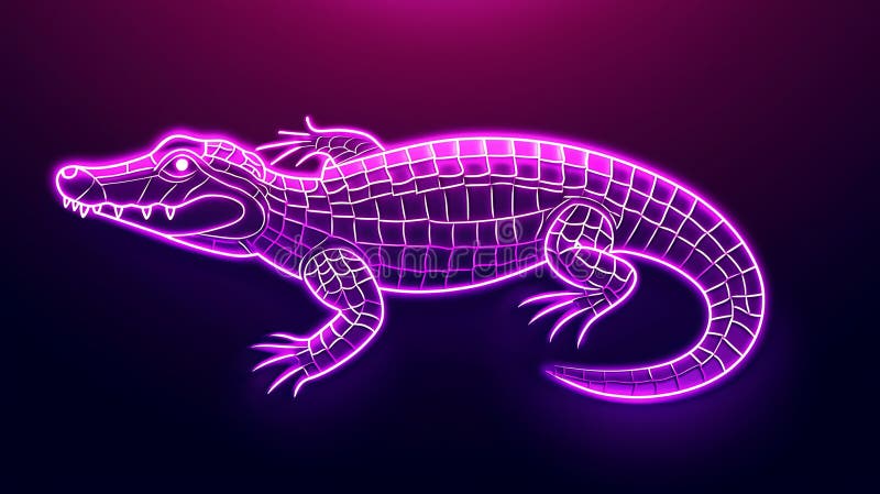Neon Alligator Illustration Stock Illustration - Illustration of ...